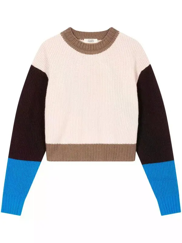 STUDIO TOMBOY Colour-block Crew Neck Jumper - Neutrals