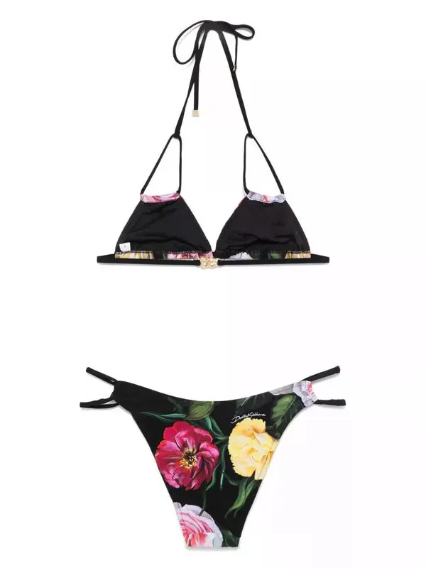 Dolce & Gabbana Floral Print Bikini - Black