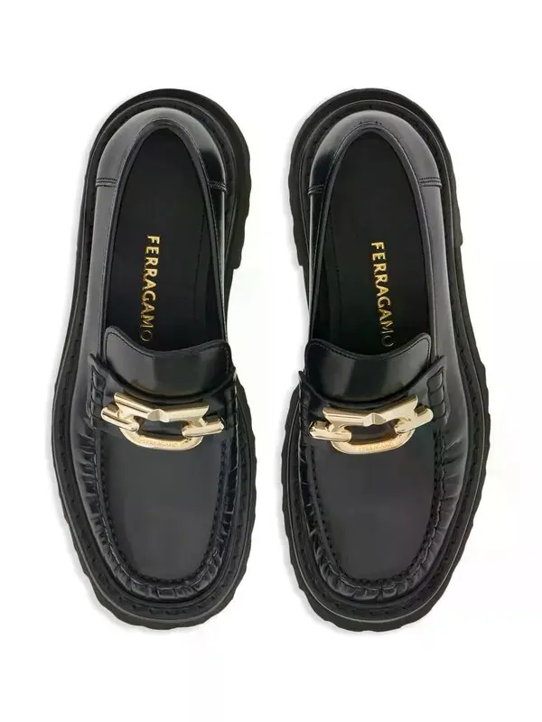 FERRAGAMO Gancini Buckle Leather Loafers