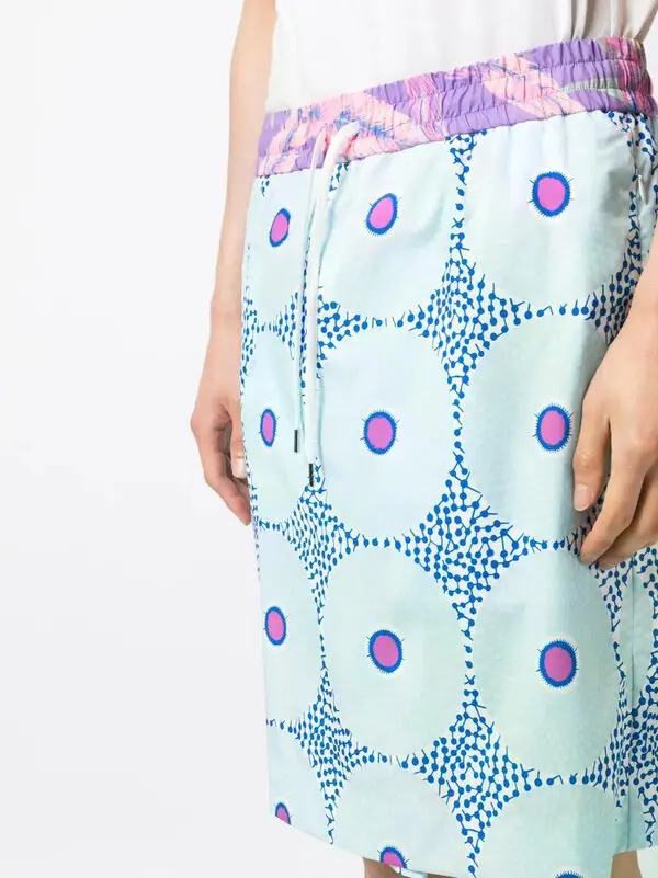 FUMITO GANRYU Graphic-print Drawstring Shorts - Blue