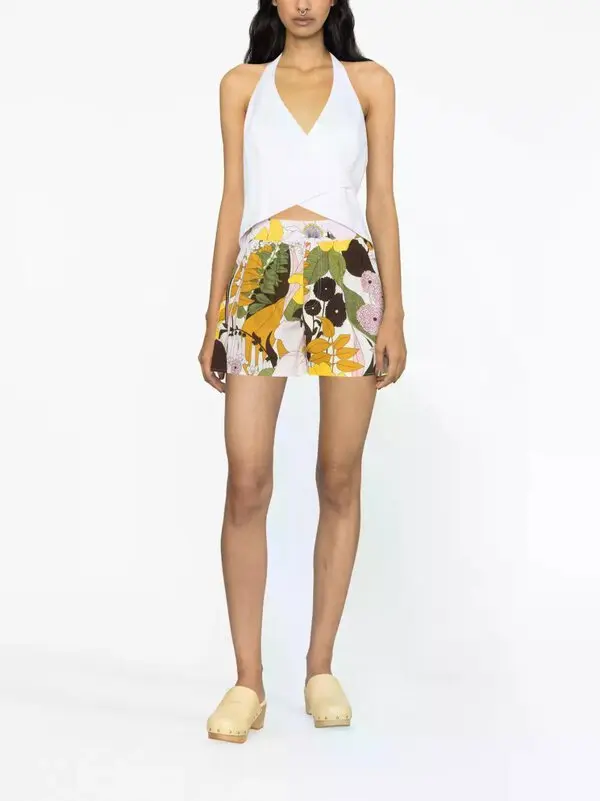 La DoubleJ Big Flowers Print Cotton Shorts