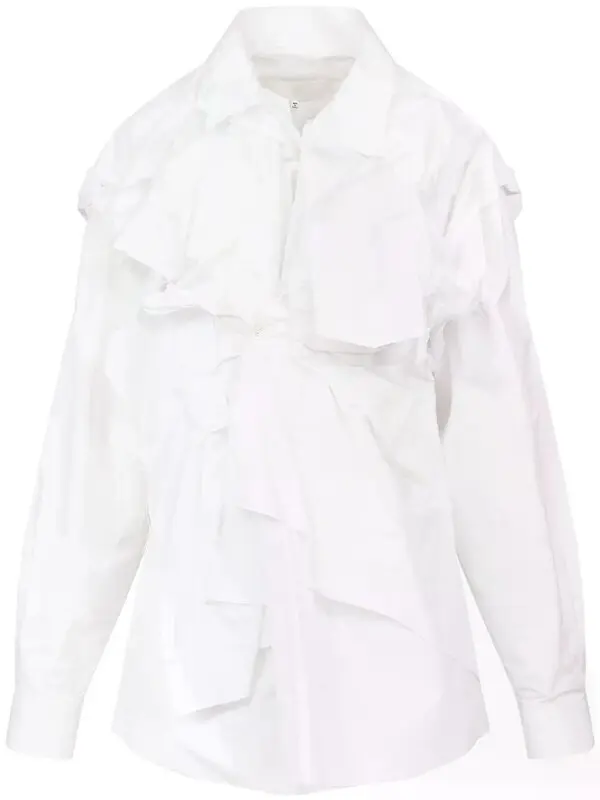 MAISON MARGIELA Gathered Cotton Poplin Shirt - White