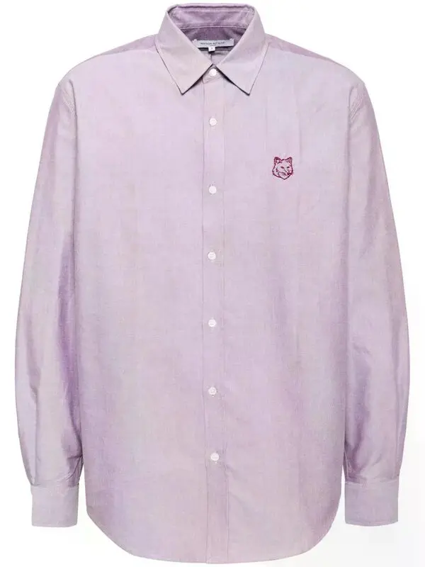 Maison Kitsuné Fox Head-embroidered Shirt - Purple
