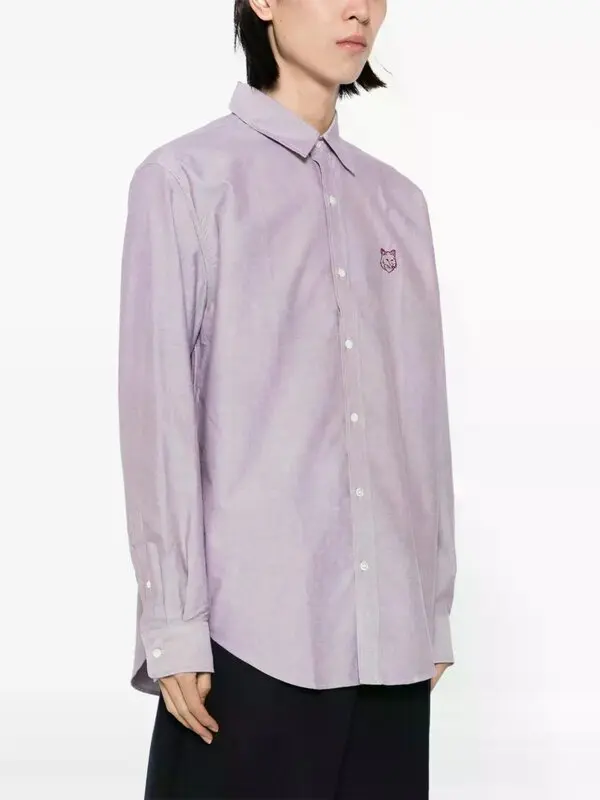 Maison Kitsuné Fox Head-embroidered Shirt - Purple