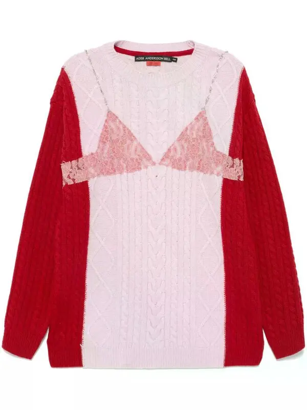Andersson Bell Wool-cashmere Blend Jumper With Lace Detailing - Pink