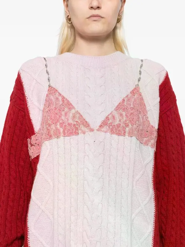 Andersson Bell Wool-cashmere Blend Jumper With Lace Detailing