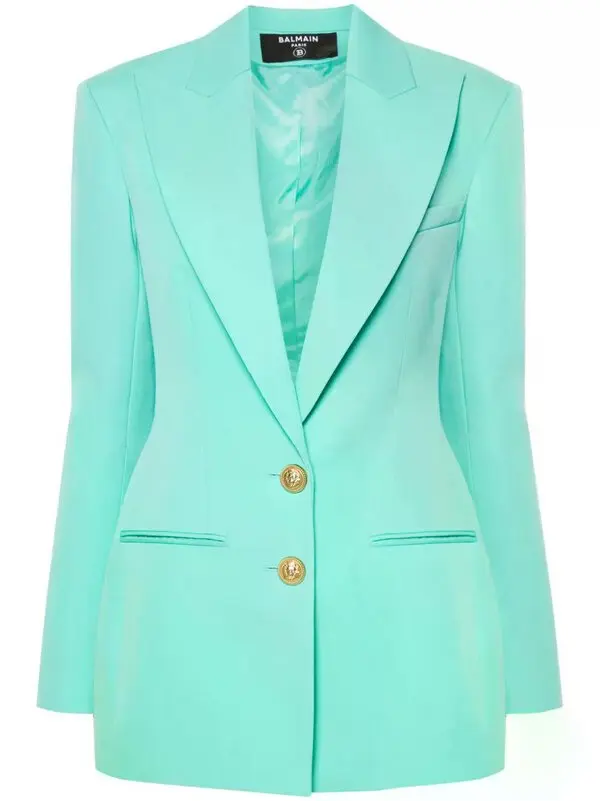 Balmain Virgin Wool Single-breasted Blazer - Blue