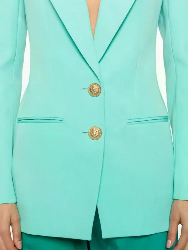 Balmain Virgin Wool Single-breasted Blazer - Blue