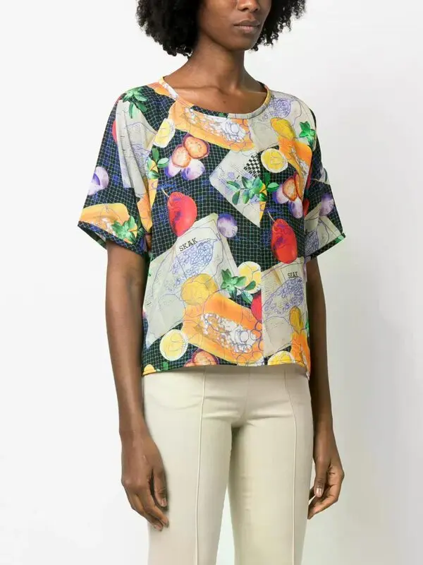 Henrik Vibskov Graphic Print Silk T-shirt