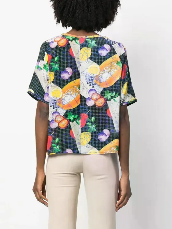 Henrik Vibskov Graphic Print Silk T-shirt
