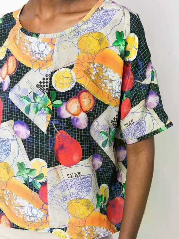 Henrik Vibskov Graphic Print Silk T-shirt