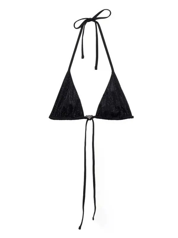 Prada Rhinestone Embellished Bikini Top - Black