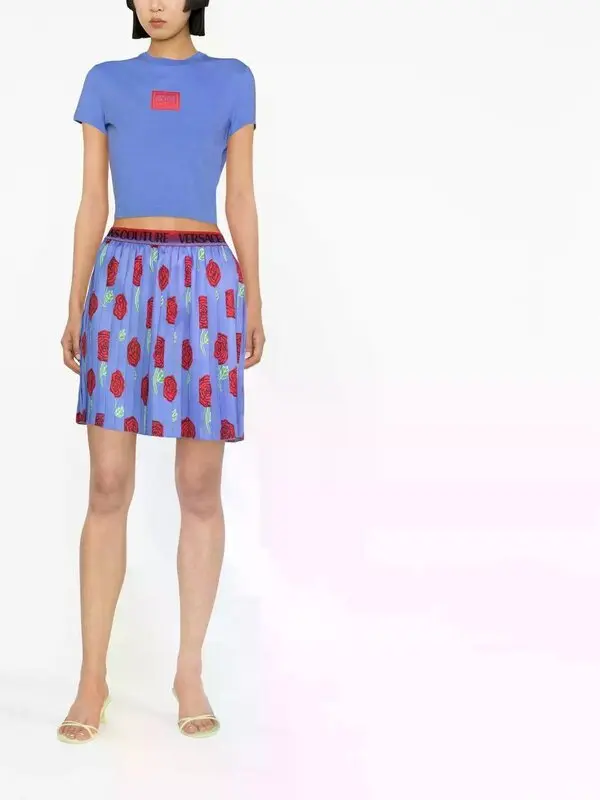 Versace Pleated Floral Print Mini Skirt