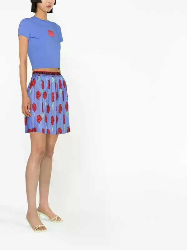 Versace Pleated Floral Print Mini Skirt
