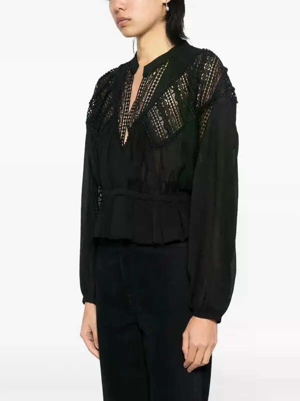 IRO PARIS Rixi V-neck Lace Detail Top