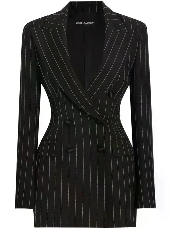 Dolce & Gabbana Striped Double-breasted Blazer - Black