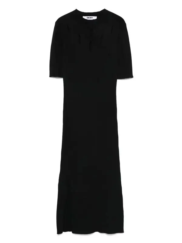 Dkny Ribbed Midi Dress With Cut-out Detail - Black