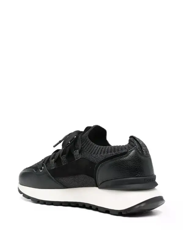 DOUCAL'S Panelled Knit And Leather Sneakers