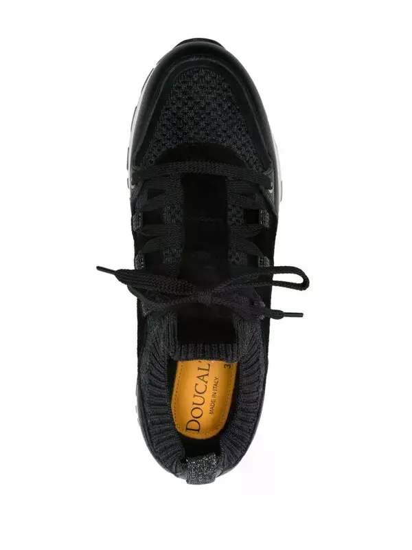 DOUCAL'S Panelled Knit And Leather Sneakers