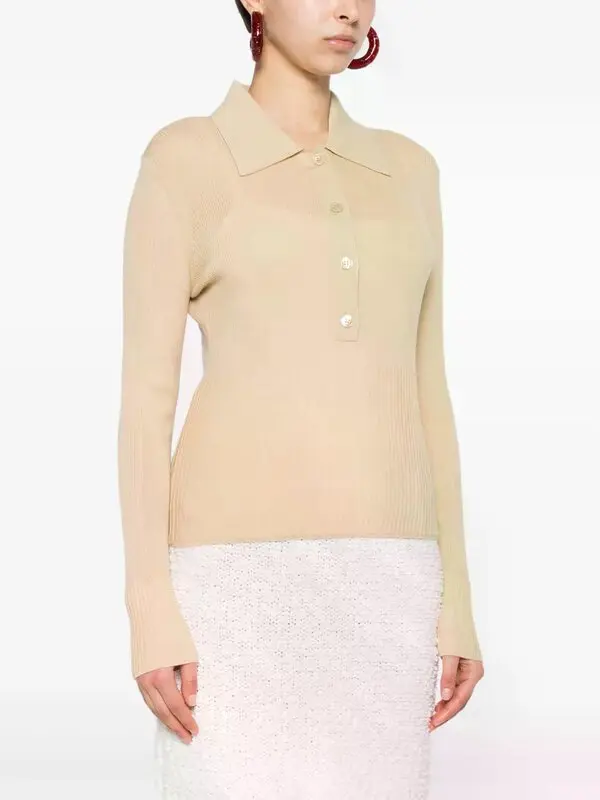 JOSEPH Ribbed Wool Polo Top