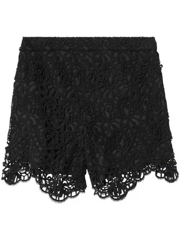 Burberry High-waisted Macramé Lace Shorts - Black