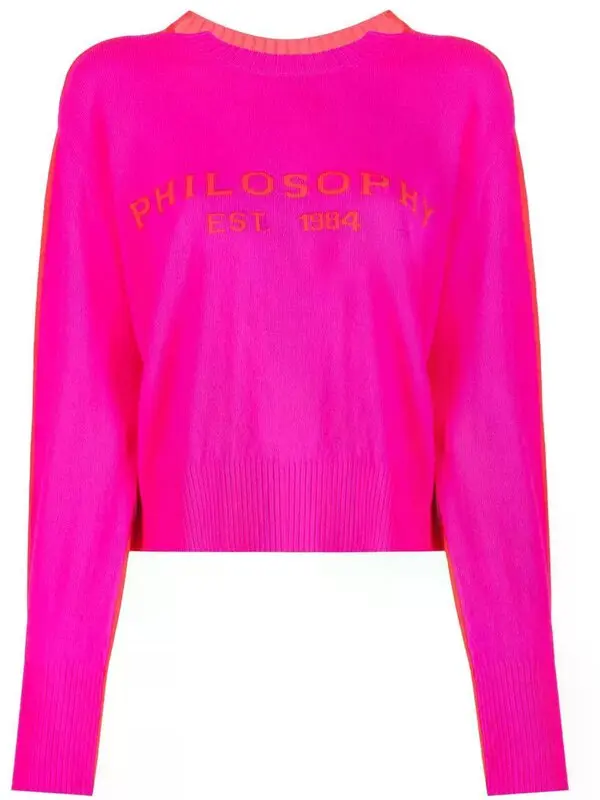 Philosophy Di Lorenzo Serafini Crew Neck Fine Knit Jumper - Pink