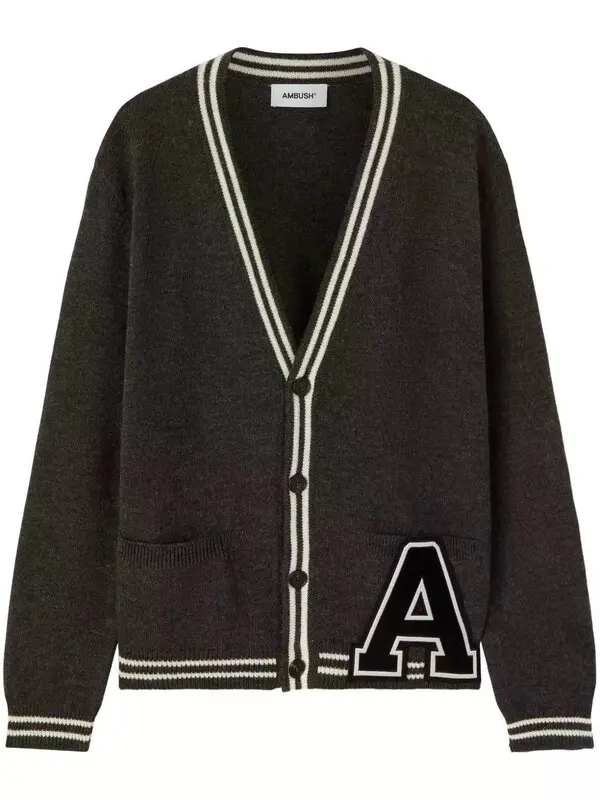 AMBUSH Monogram Appliqué Wool Cardigan
