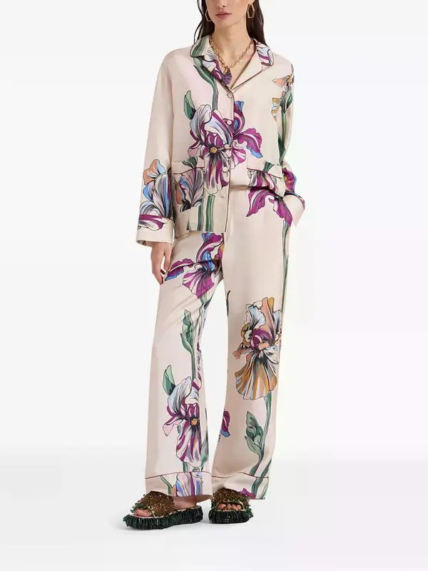 La DoubleJ Floral-print Trousers - Neutrals
