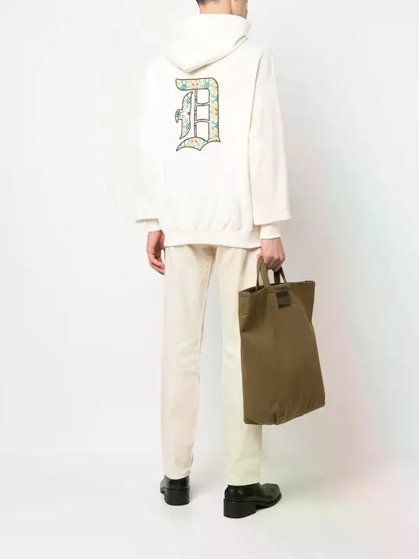 Drole De Monsieur Logo-embroidered Cotton Hoodie - Neutrals