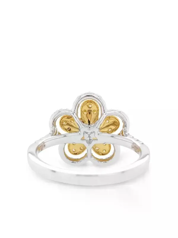 HYT JEWELRY 18kt Yellow Gold And Platinum Diamond Flower Ring - Silver