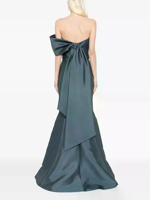 Amsale Asymmetric Bow Gown - Blue