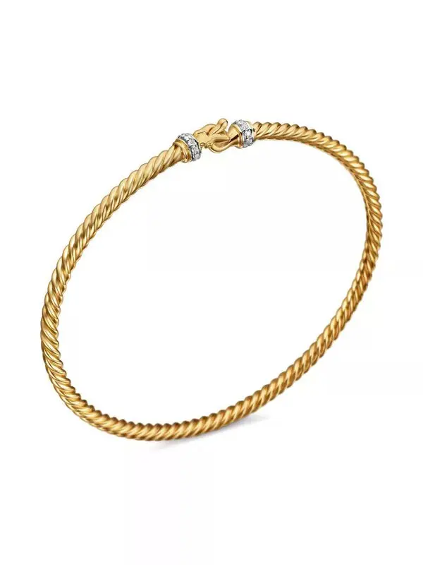 David Yurman 18kt Yellow Diamond Buckled Cable Bracelet - Gold