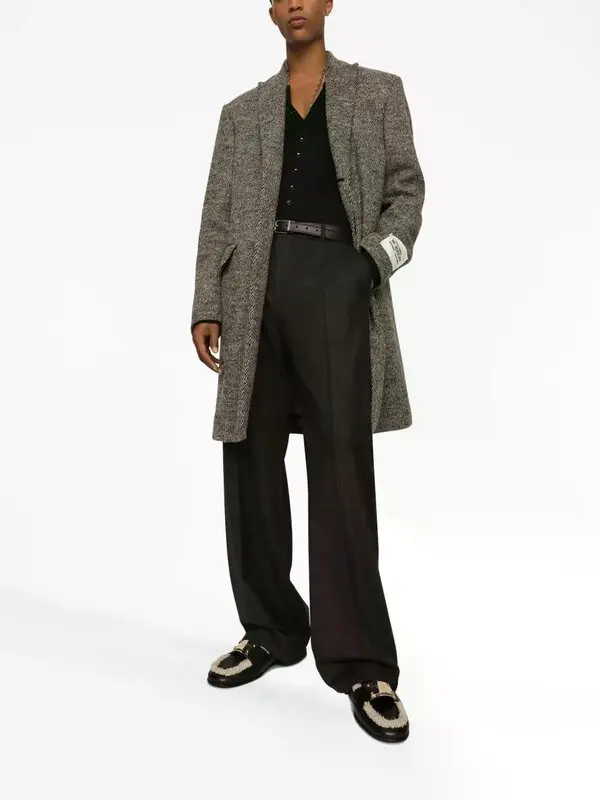Dolce & Gabbana Single-breasted Melange Wool Coat