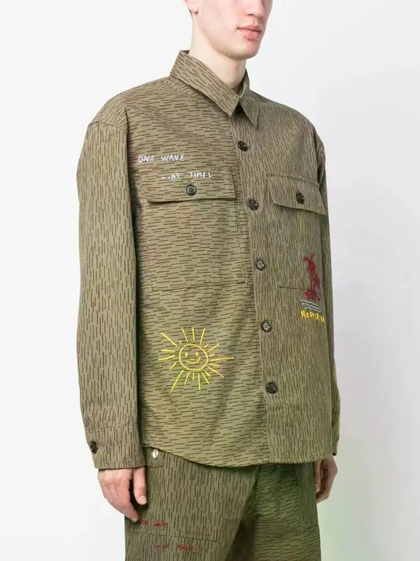 PRESIDENT’S Logo-embroidered Stripe-pattern Shirt