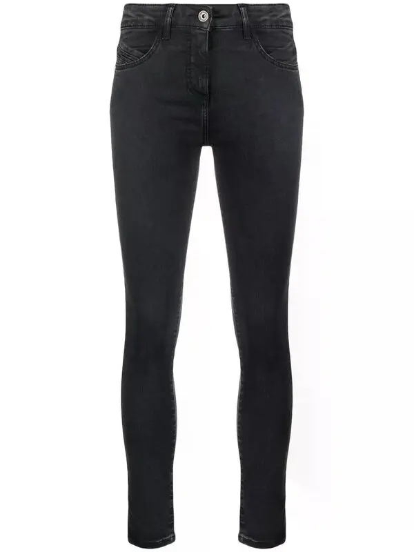 Patrizia Pepe Washed Low-rise Skinny Jeans - Black