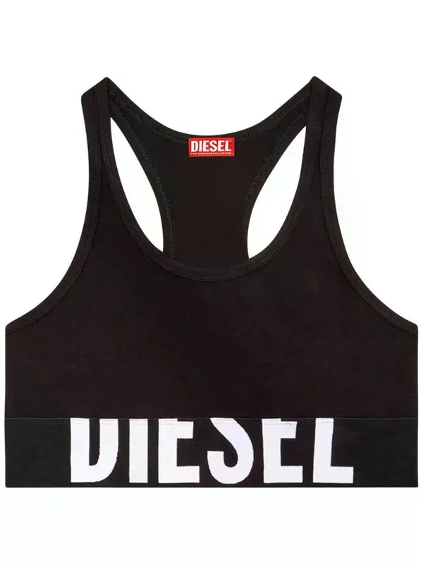 DIESEL® Logo-intarsia Racerback Bra - Black