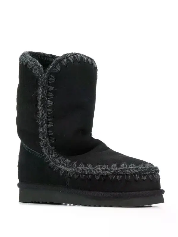 Mou Woven Detail Boots - Black