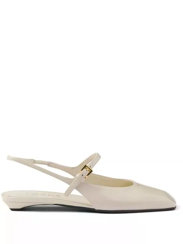 Prada Patent Leather Slingback Ballerinas - Neutrals
