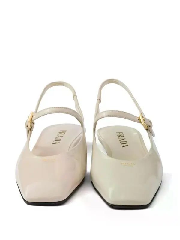 Prada Patent Leather Slingback Ballerinas - Neutrals