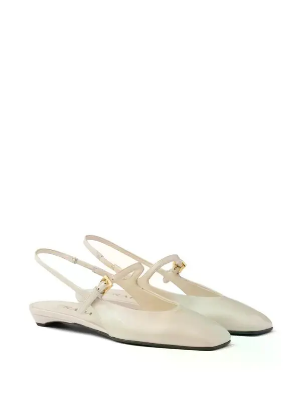 Prada Patent Leather Slingback Ballerinas - Neutrals