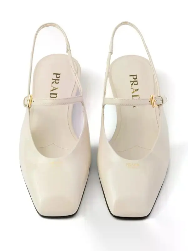 Prada Patent Leather Slingback Ballerinas - Neutrals
