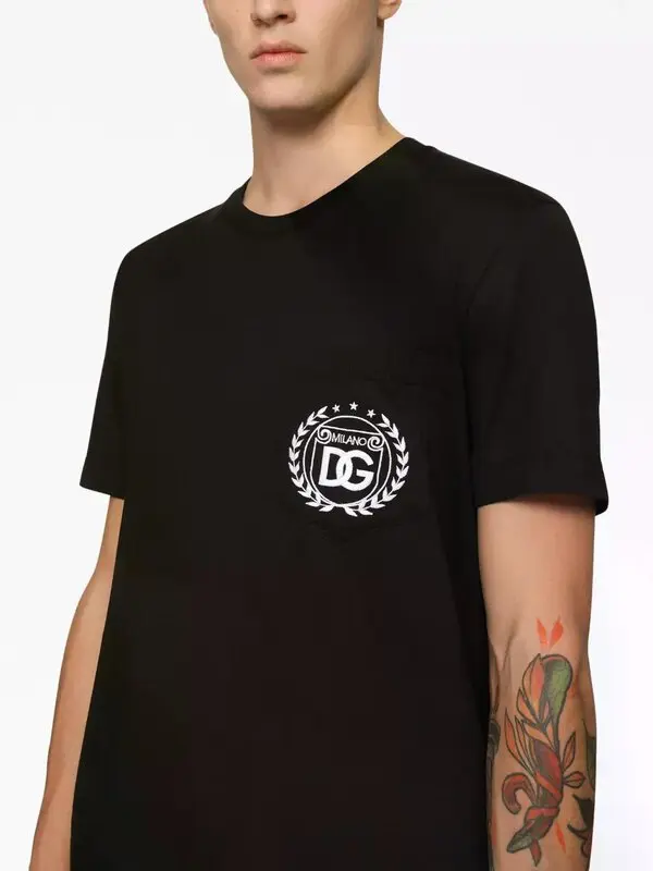 Dolce & Gabbana Embroidered-logo Cotton T-shirt - Black