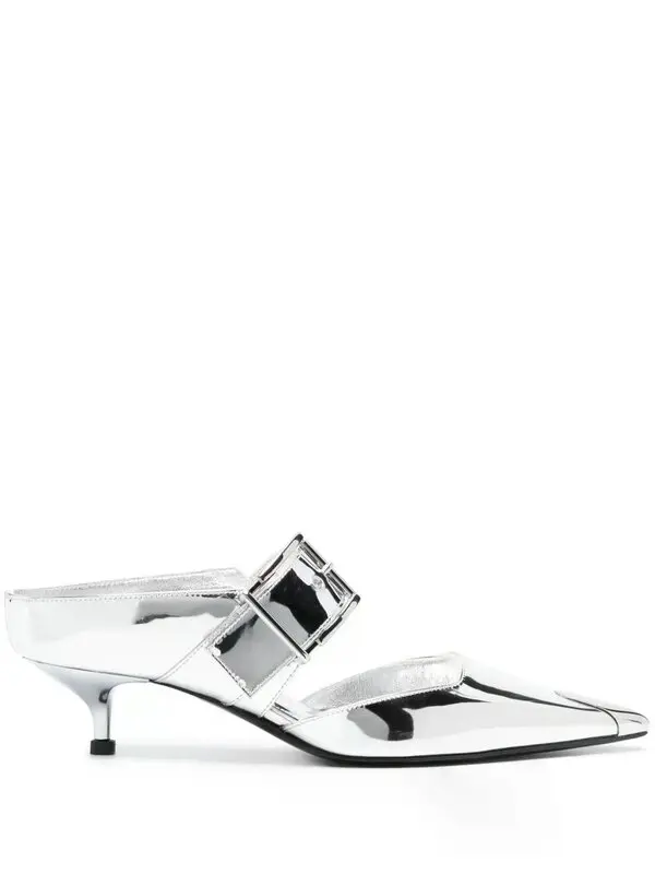 Alexander McQueen Punk 40mm Mirrored Mules - Silver