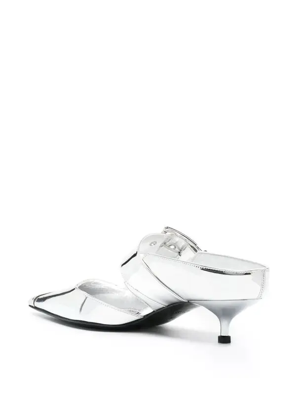 Alexander McQueen Punk 40mm Mirrored Mules - Silver