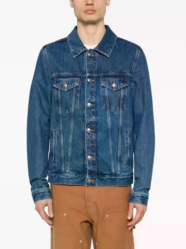 Palm Angels Embossed Monogram Denim Jacket - Blue