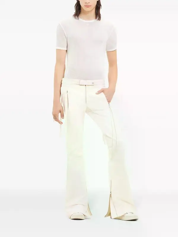 COURREGES Logo-embroidered Mesh T-shirt - Neutrals