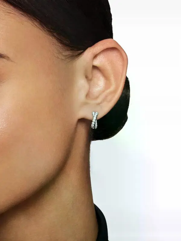 David Yurman 18kt White Gold Pavé Diamond Hoop Earrings