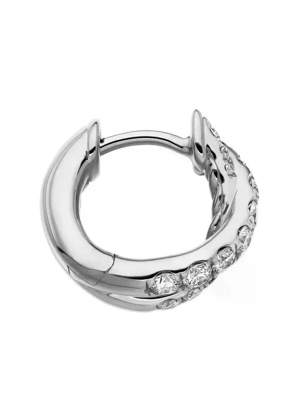 David Yurman 18kt White Gold Pavé Diamond Hoop Earrings