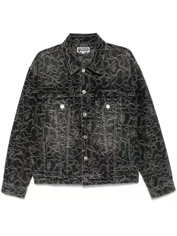 A BATHING APE Logo-embroidered Denim Jacket