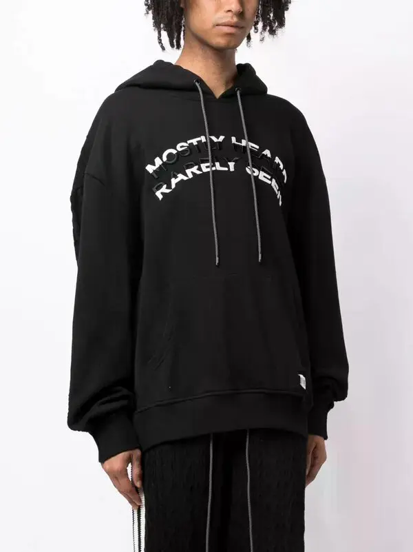 MOSTLY HEARD RARELY SEEN Embossed Logo Cotton Hoodie - Black